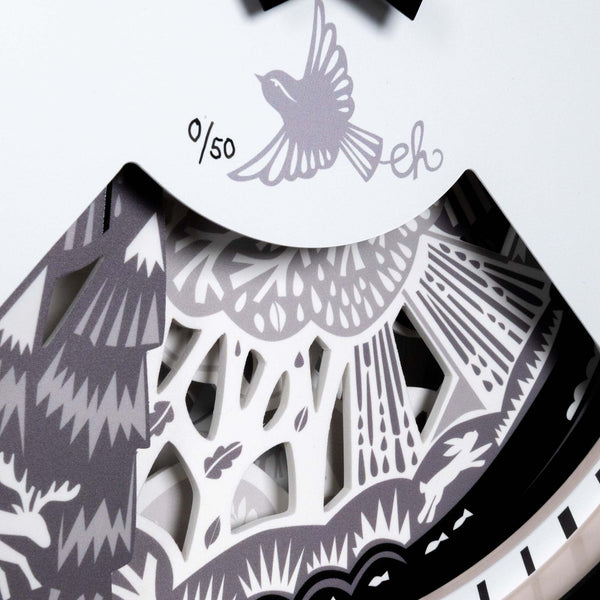 Papercut Forest Weather Clock by Emily Hogarth – Bramwell Brown Art Clocks